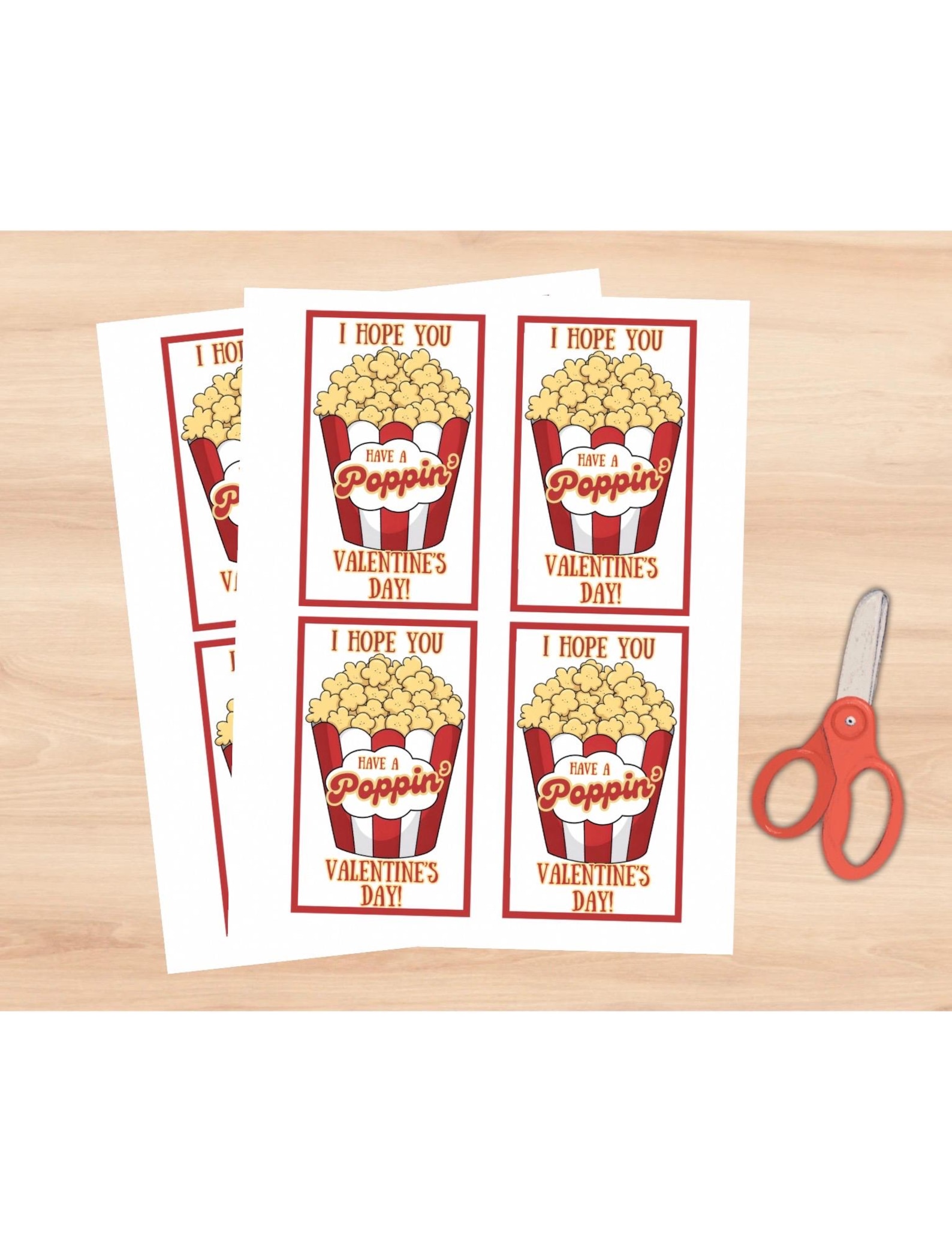 Popcorn Valentine Card Printable Tag for EASY Valentines Gift, Cheap ...