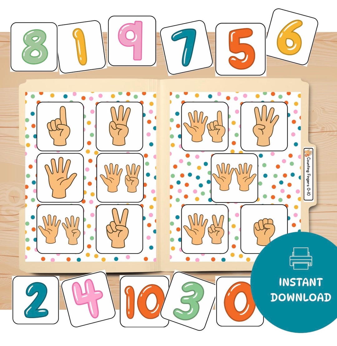 Counting Fingers File Folder Game – Preschool Number Matching Activity ...