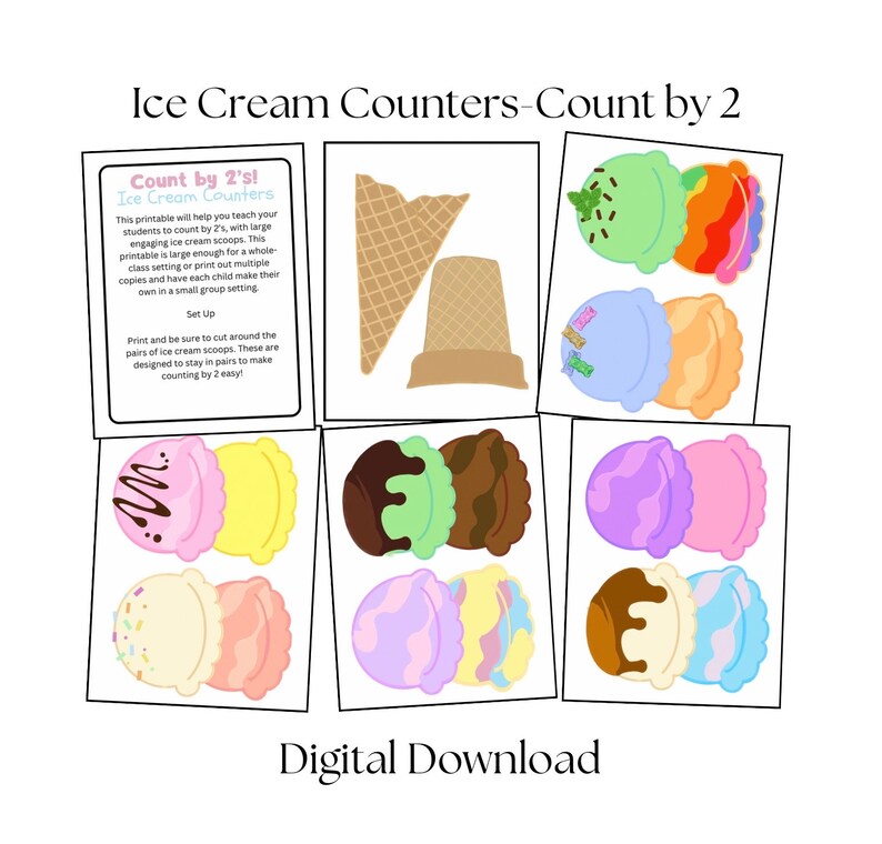 Ice Cream Counters: Preschool Math Activity (digital Download) - Etsy