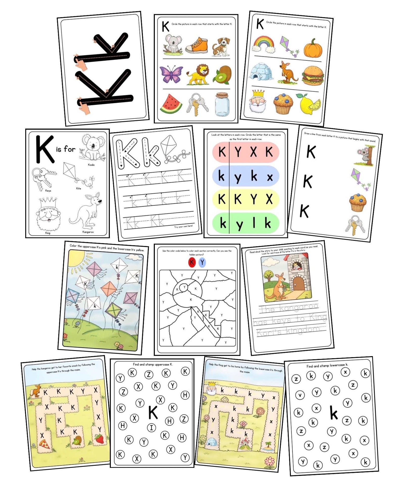 Letter K Preschool Activity Packet: Fun Learning Prints (digital ...