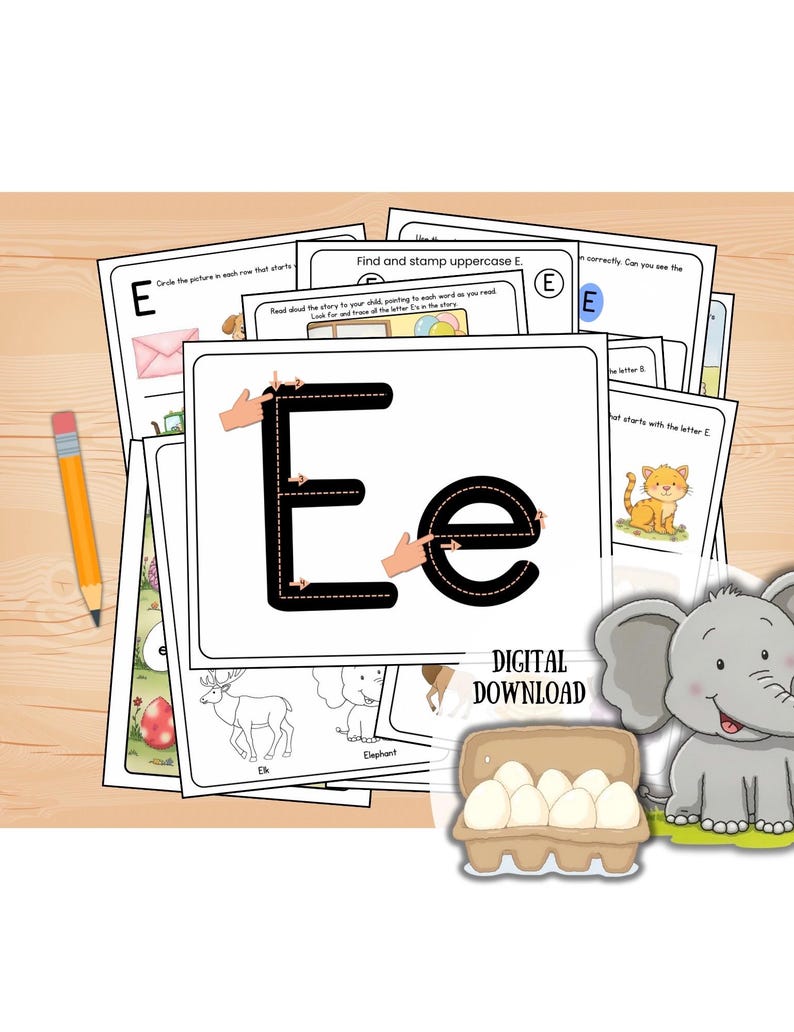 Letter E Preschool Worksheet Packet: Fun Learning Printables (digital ...