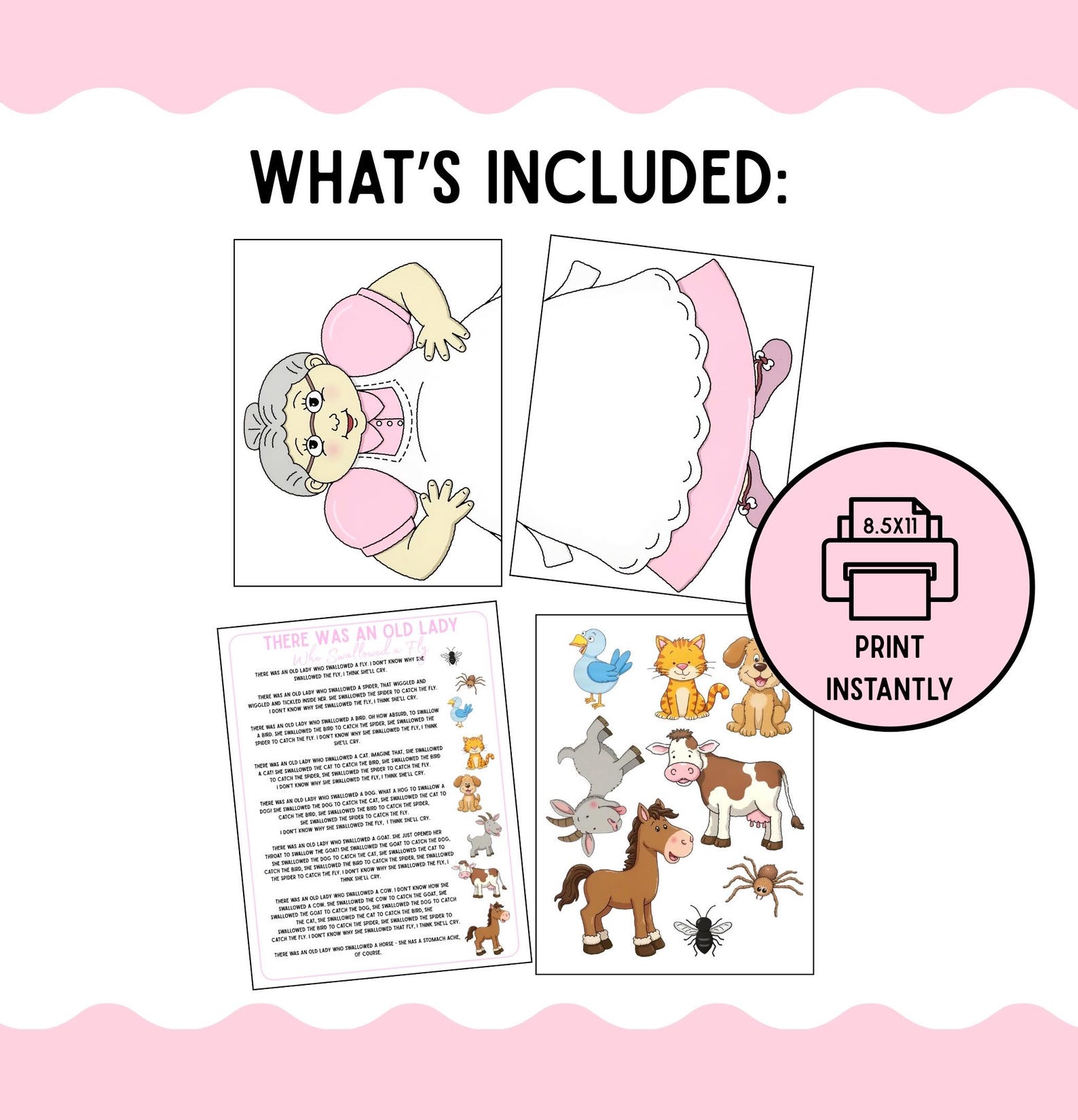 Old Lady Who Swallowed A Fly: Story Time Visual | Preschool Circle Time ...