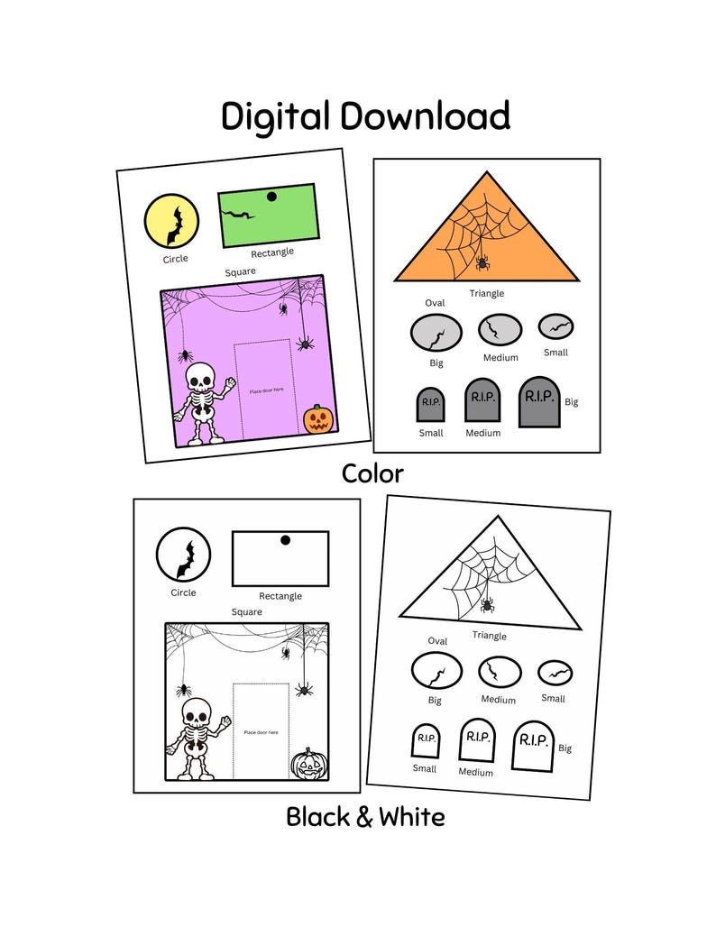 Haunted House Cutting Shapes: Preschool Halloween Activity (printable ...