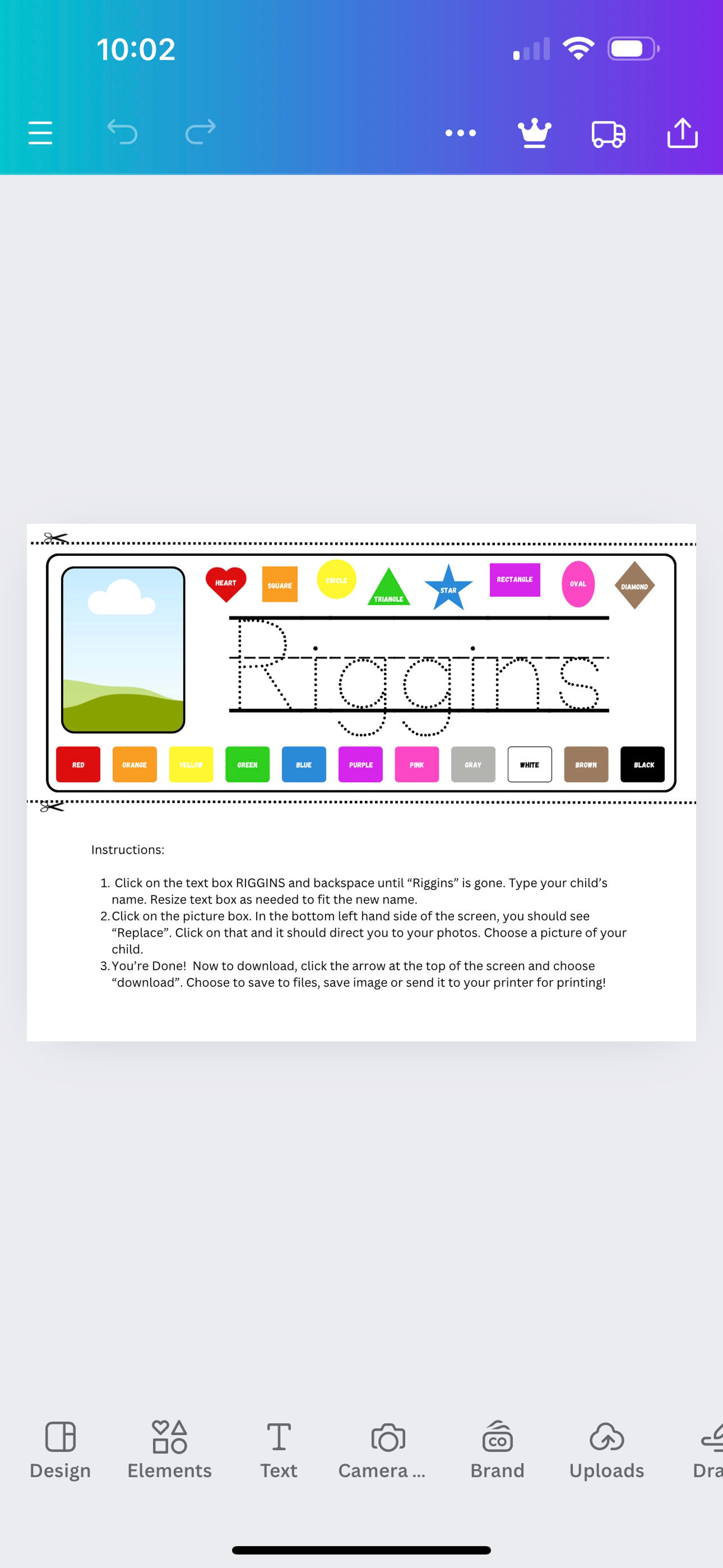Name Card Template: Preschool Learning | (editable Canva Template) - Etsy