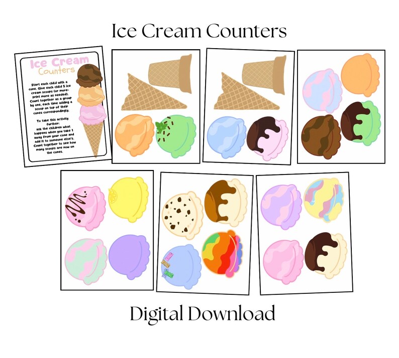 Ice Cream Counters: Preschool Math Activity (digital Download) - Etsy