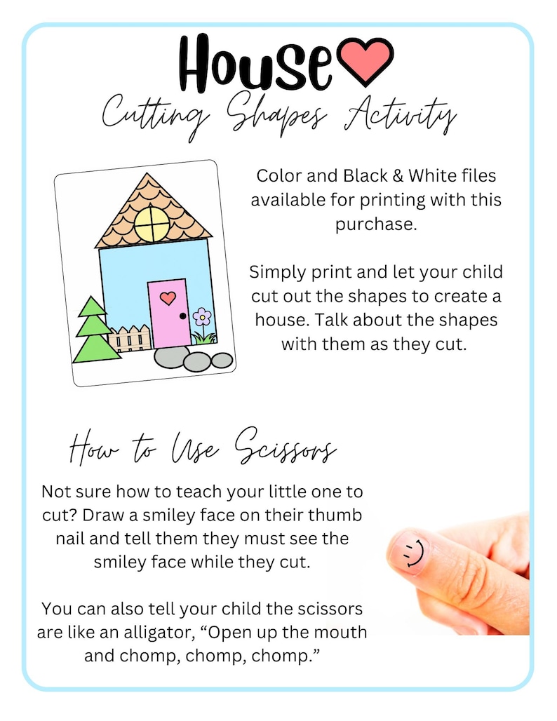 Preschool Cutting Shapes Activity: Build a House Worksheet (printable ...