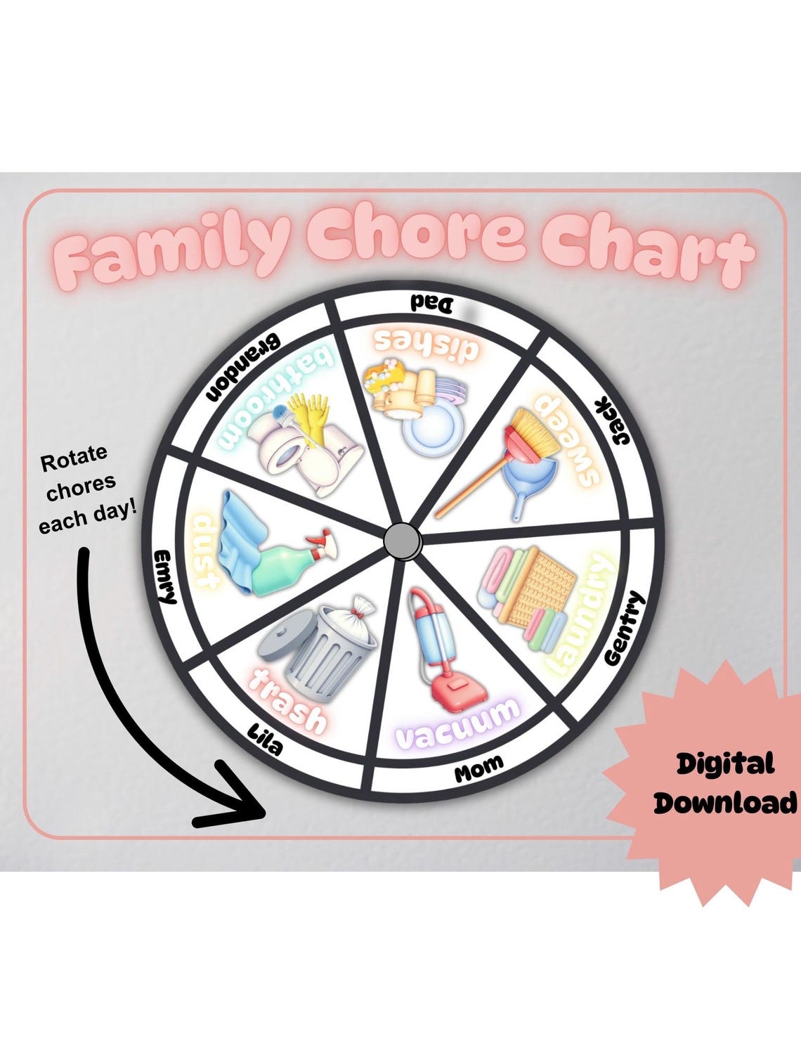 Rotating Family Chore Chart | EASY Spring Cleaning Organizer | Family ...