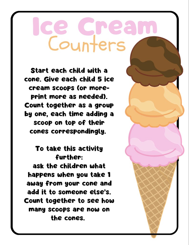 Ice Cream Counters: Preschool Math Activity (digital Download) - Etsy