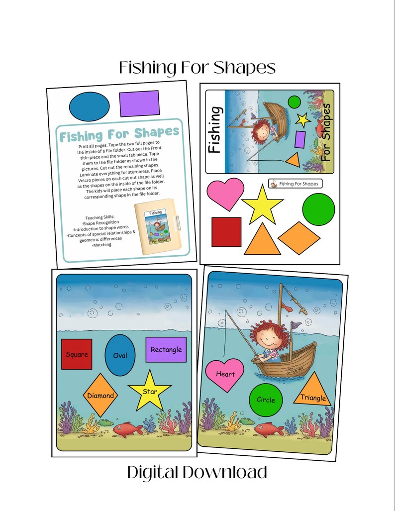 Shapes File Folder Game: Preschool Learning Activity (digital Download ...