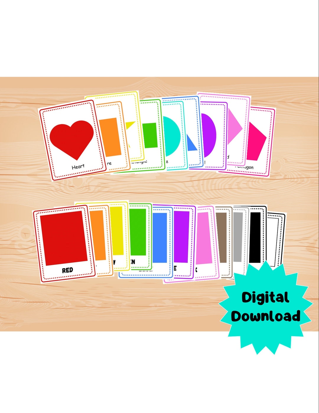 Colors Flash Cards & Shapes Flash Cards for Preschool Learning ...