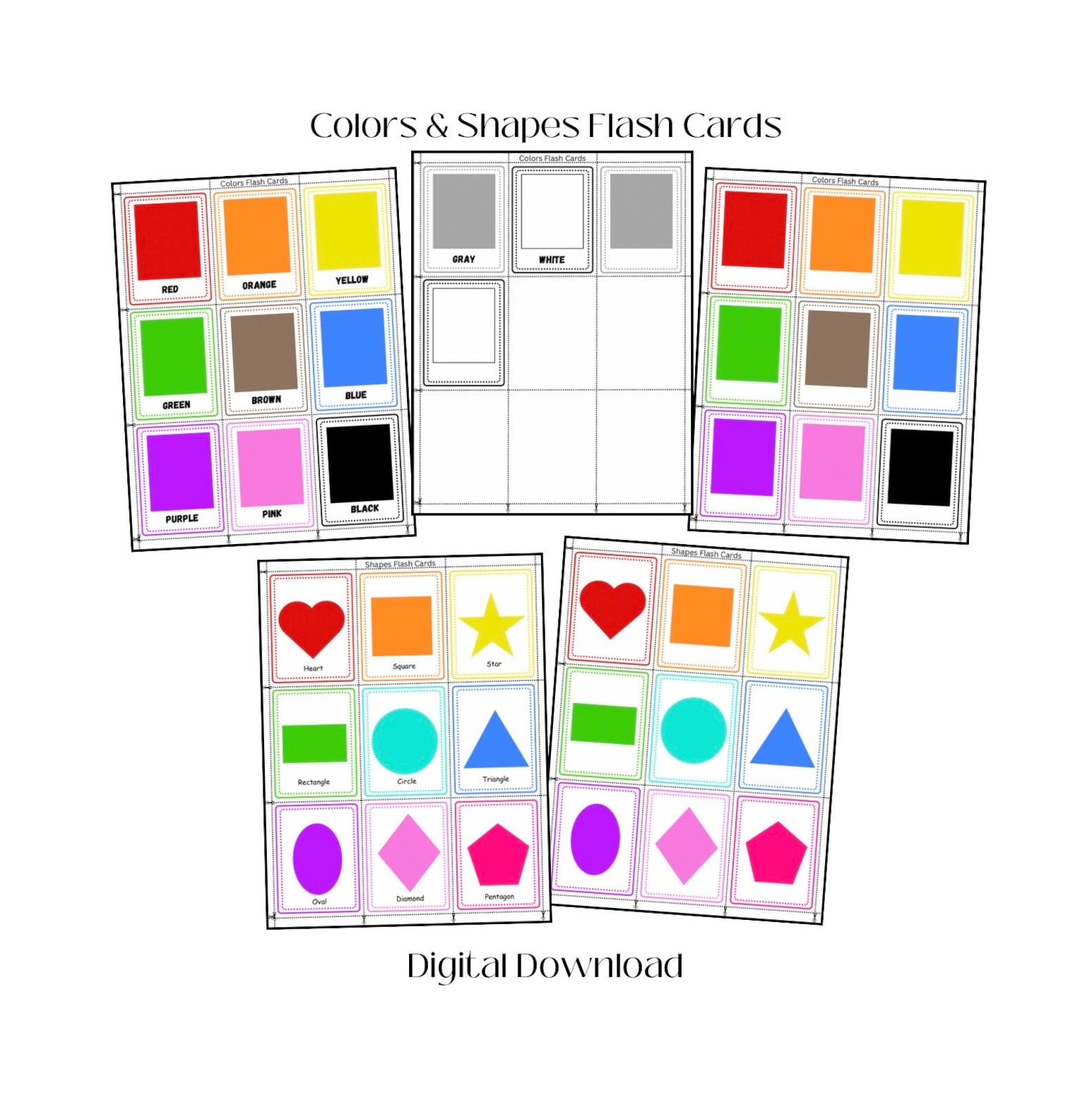 Colors Flash Cards & Shapes Flash Cards for Preschool Learning ...