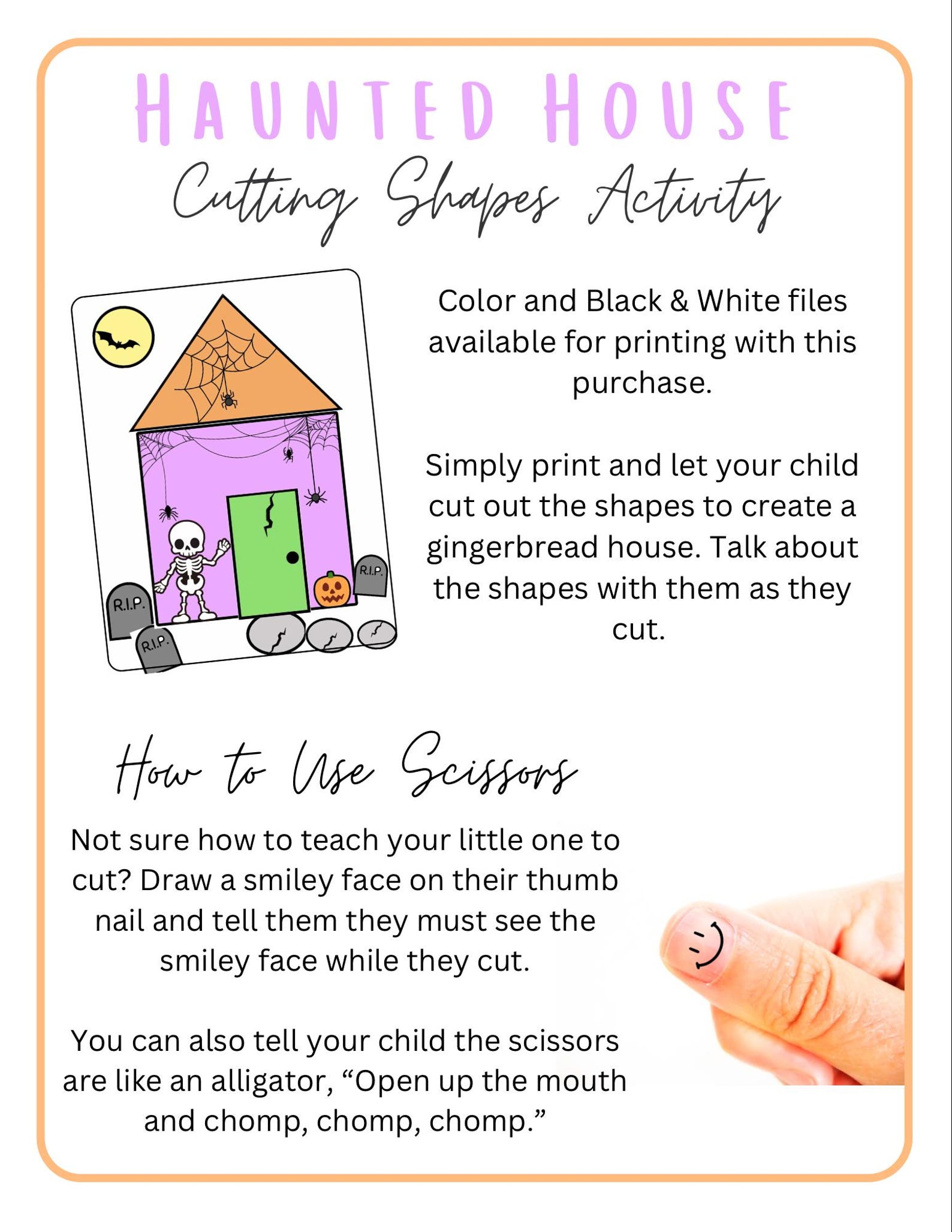 Haunted House Cutting Shapes: Preschool Halloween Activity (printable ...