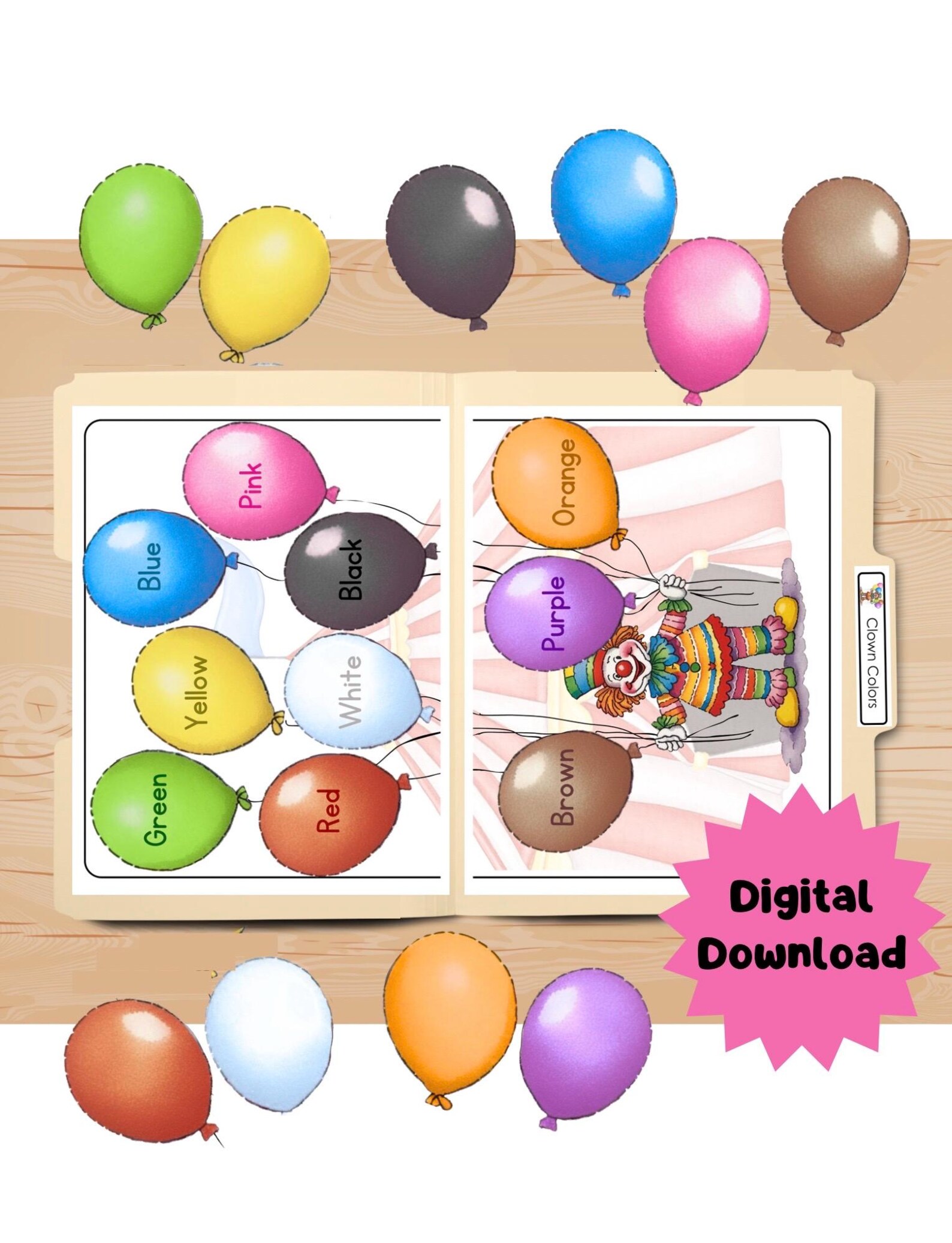 Colors Preschool File Folder Game for Color Name Recognition Preschool ...