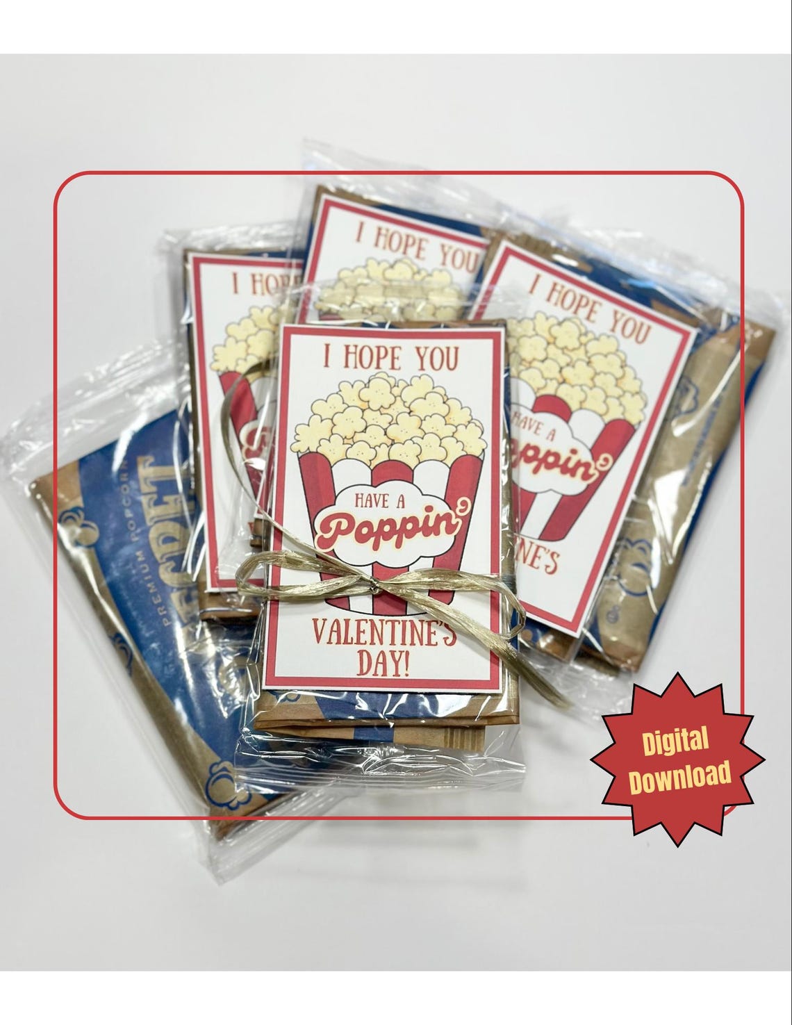 Popcorn Valentine Card Printable Tag for EASY Valentines Gift, Cheap ...