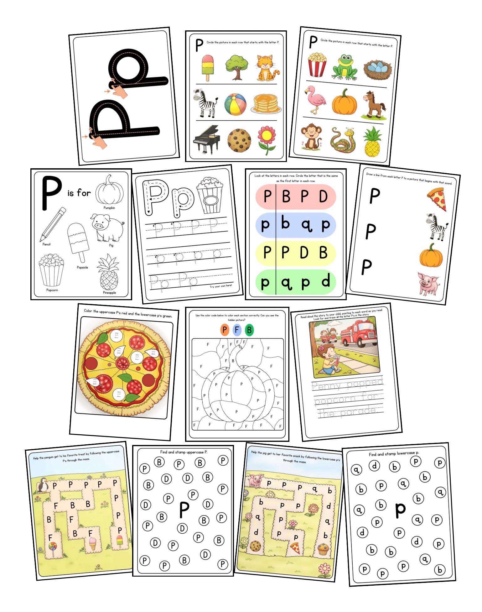 Letter P Preschool Activity Packet: Fun Learning Worksheets (digital ...