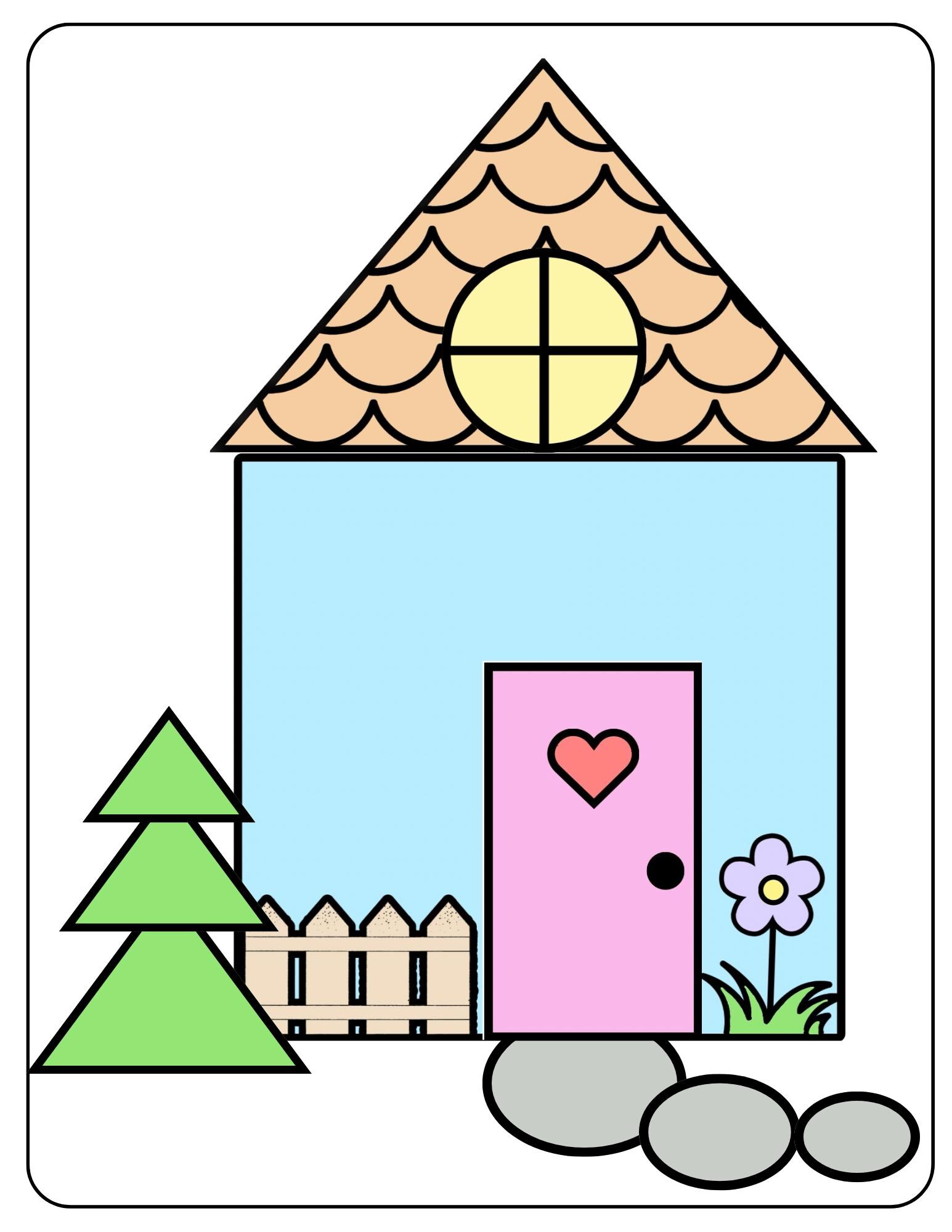 Preschool Cutting Shapes Activity: Build a House Worksheet (printable ...