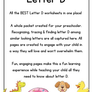 Letter D Preschool Worksheet Packet: Alphabet ABC Fun (digital Download ...