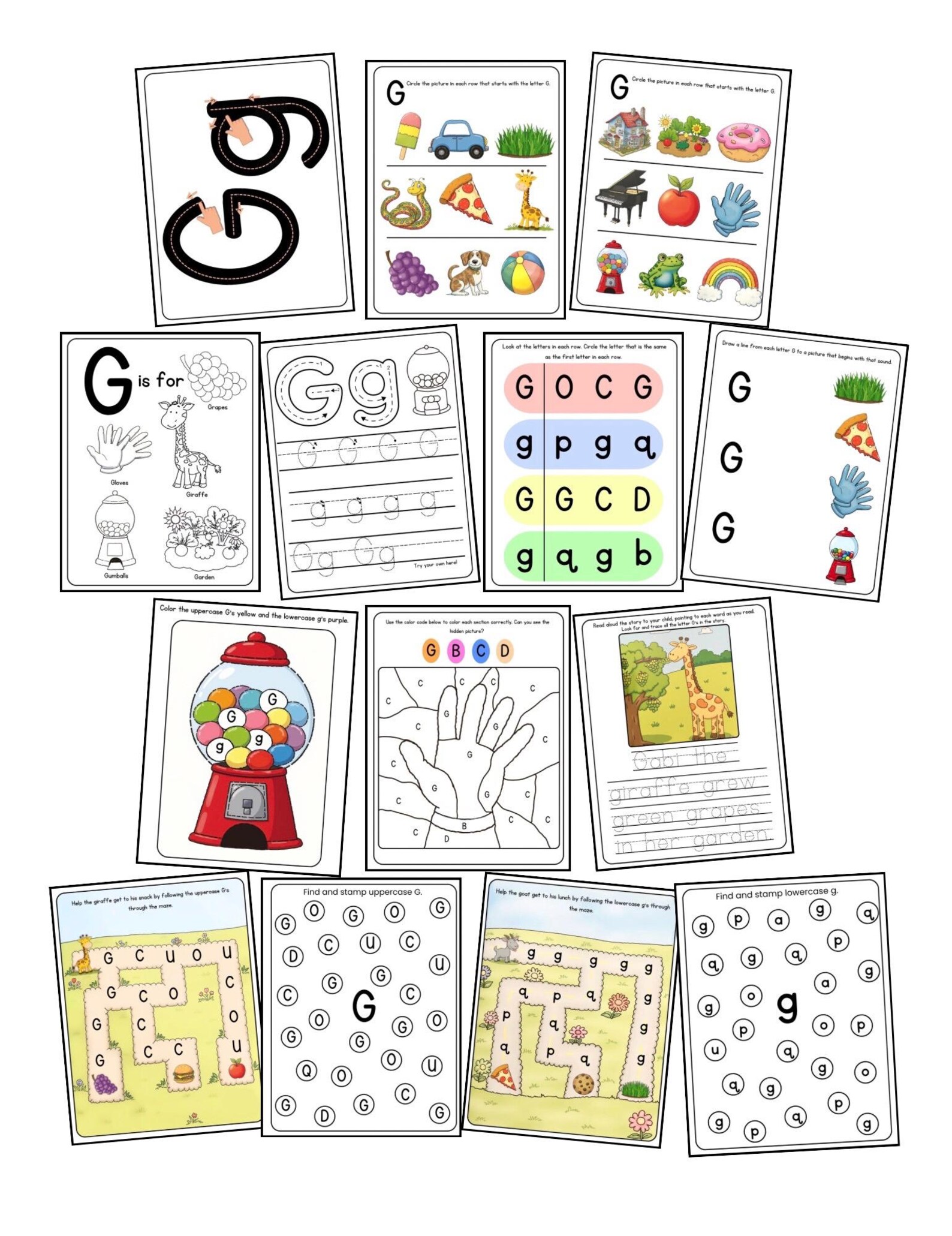 Letter G Preschool Activity Packet: Fun Learning Worksheets (digital ...