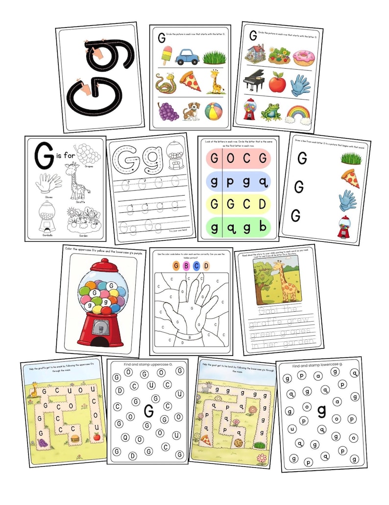 Letter G Preschool Activity Packet: Fun Learning Worksheets (digital ...