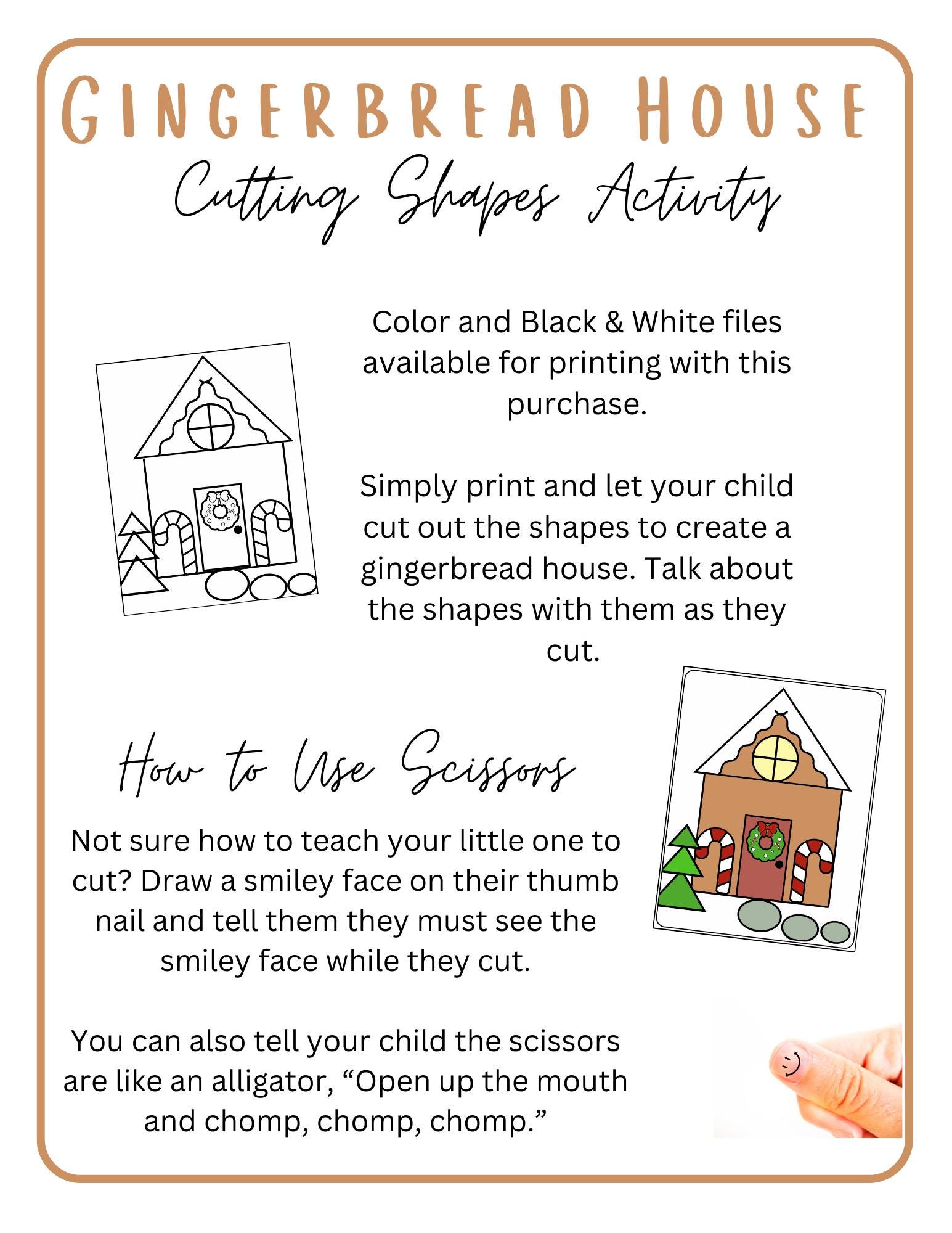 Cutting Shapes Gingerbread House Activity for Preschool Christmas ...