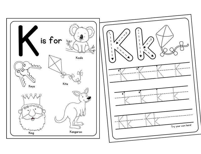 Letter K Preschool Activity Packet: Fun Learning Prints (digital ...