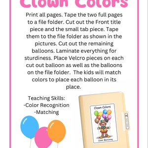 Colors Preschool File Folder Game for Color Recognition Preschool ...