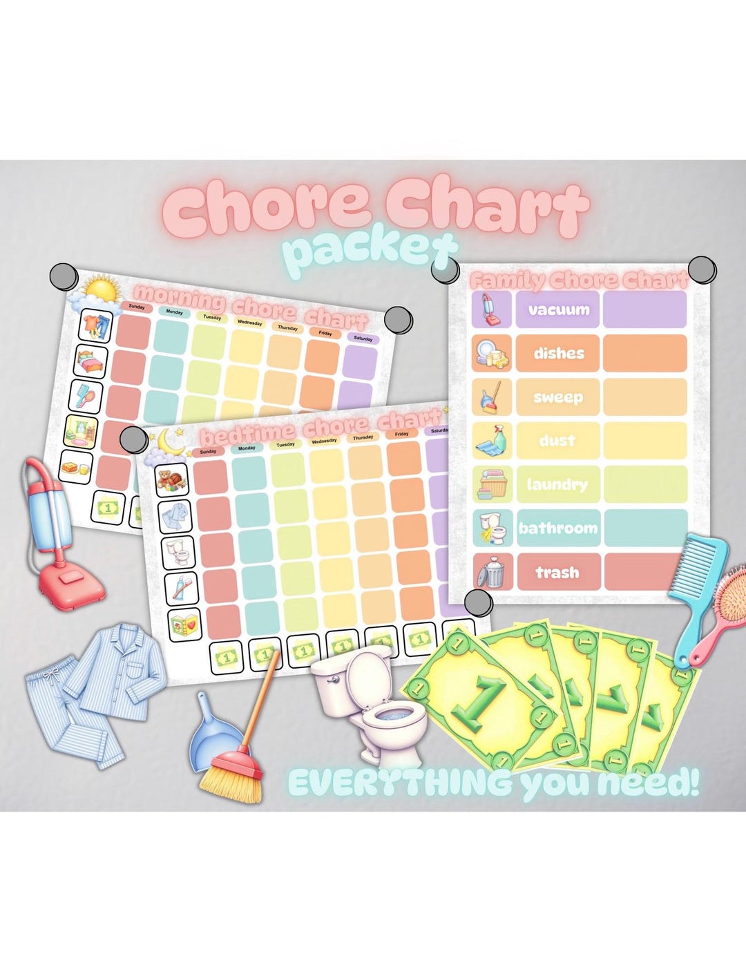 Printable Morning & Bedtime Routine Charts Bundle | Family Chore Chart ...