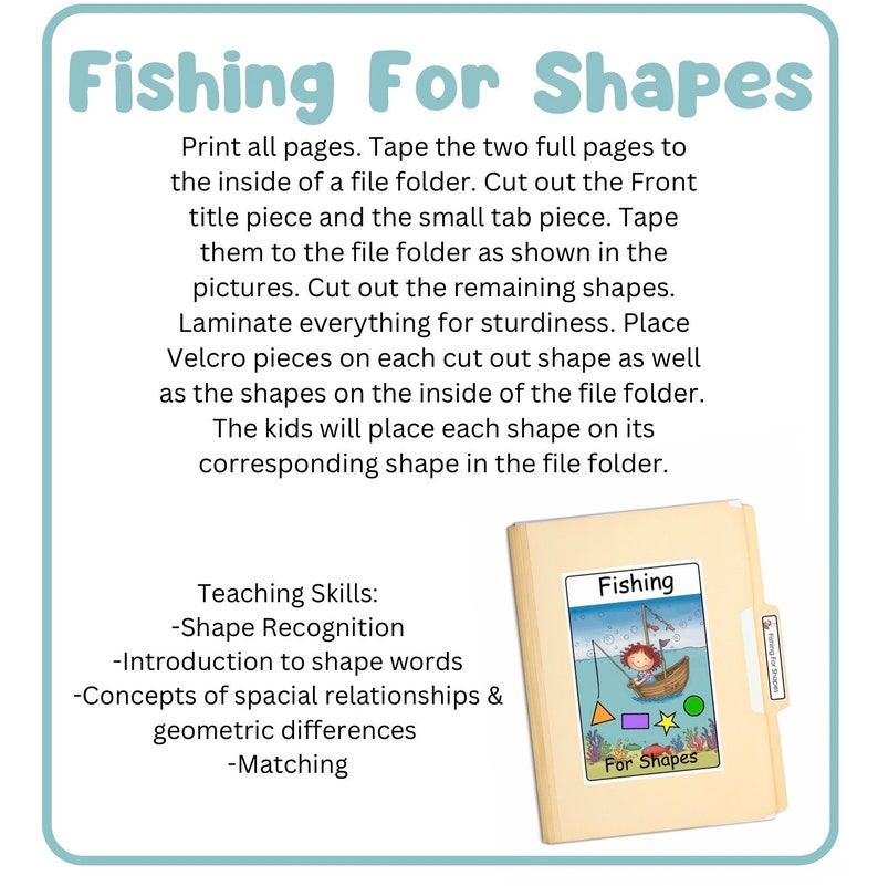 Shapes File Folder Game: Preschool Learning Activity (digital Download ...