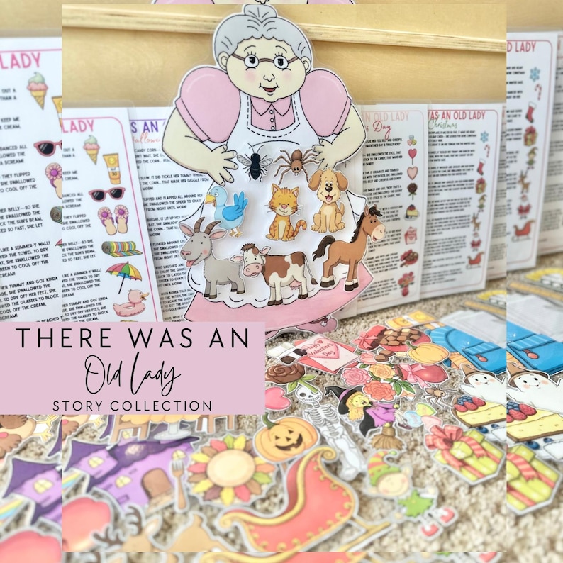 Old Lady Who Swallowed a Fly Story Visual Set: Laminated Preschool ...
