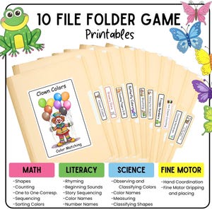 File Folder Games Bundle – Preschool Math & Literacy Centers – Numbers ...