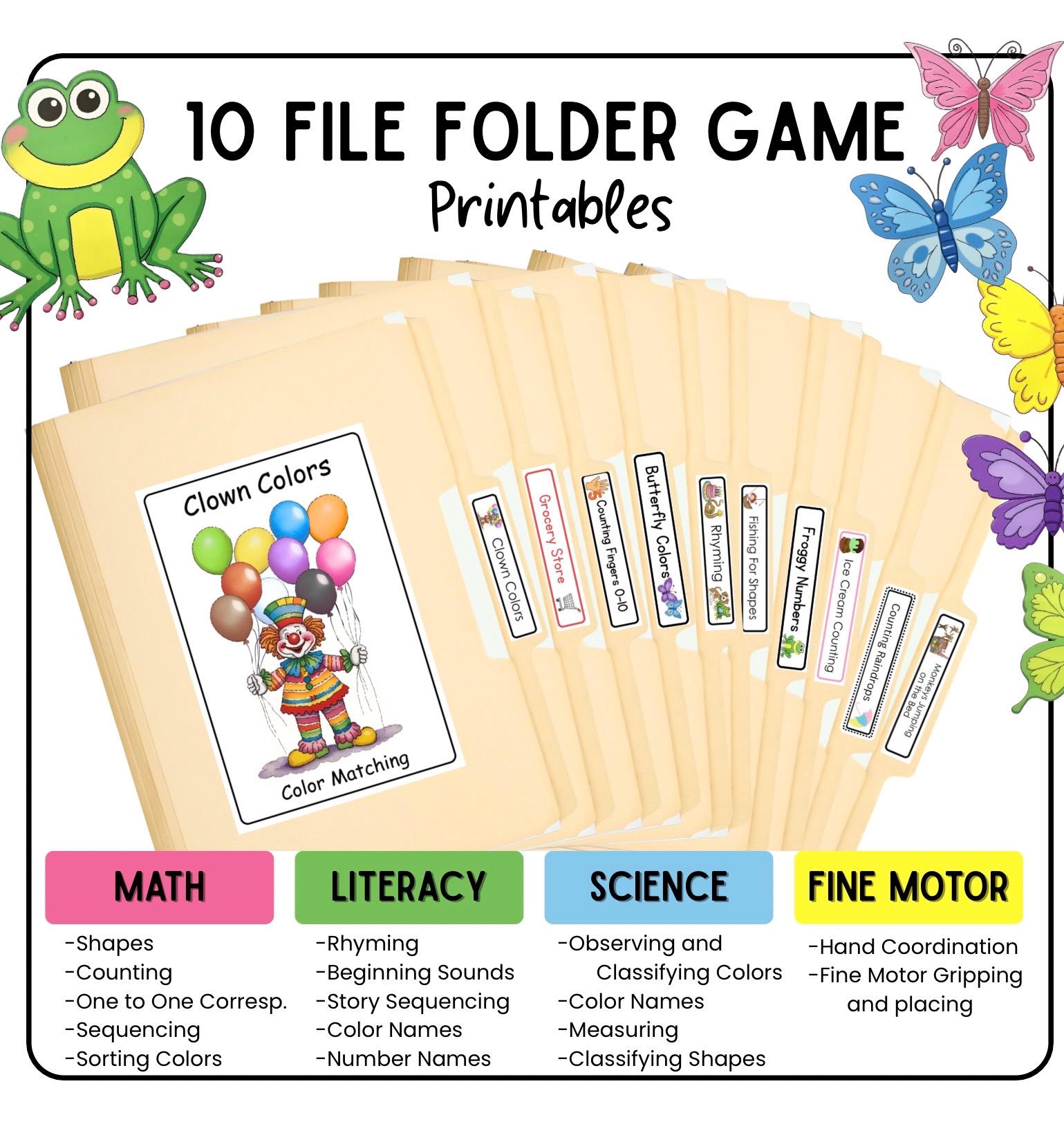 File Folder Games Bundle – Preschool Math & Literacy Centers – Numbers ...