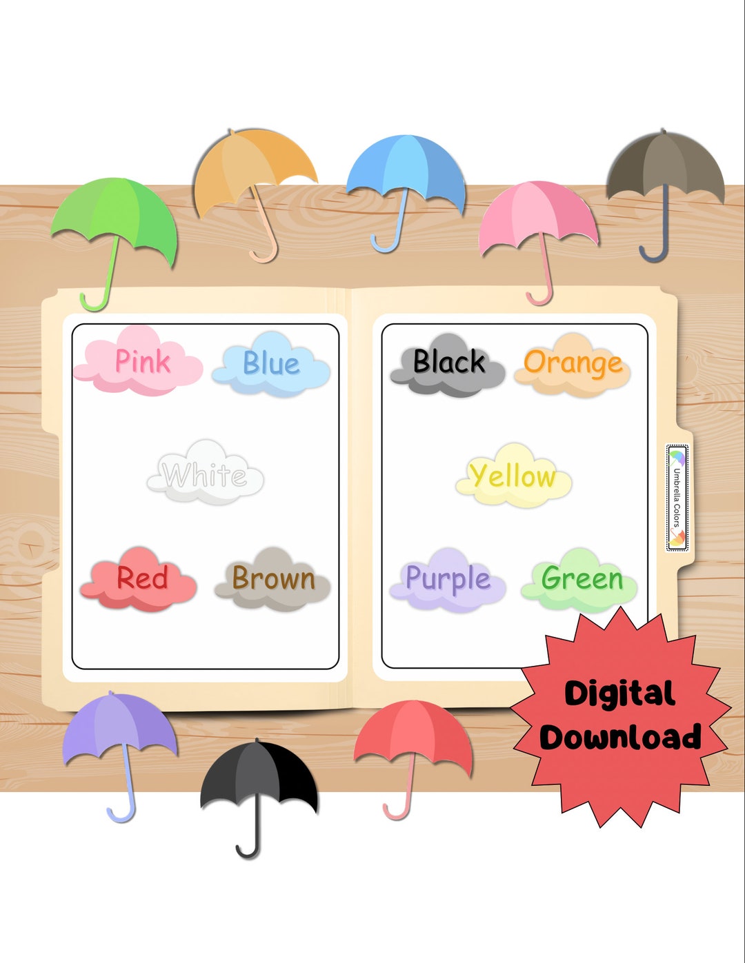 Colors Preschool File Folder Game for Color Word Recognition Preschool ...