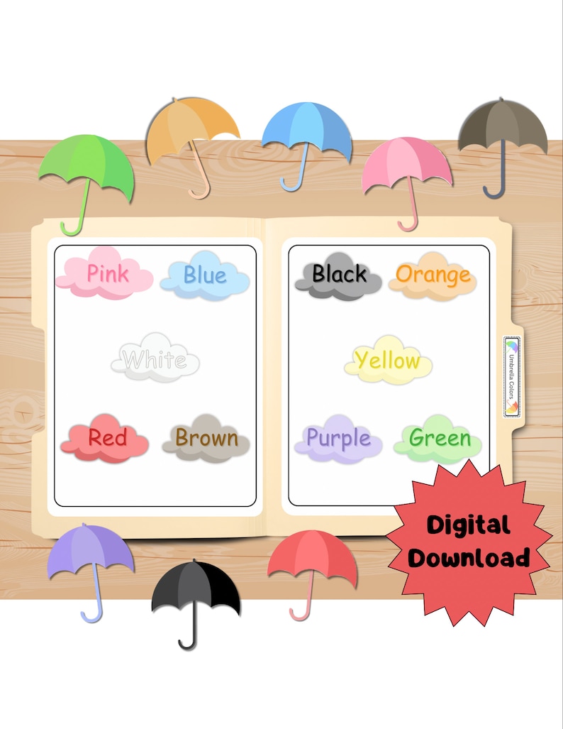 Colors Preschool File Folder Game for Color Word Recognition Preschool ...