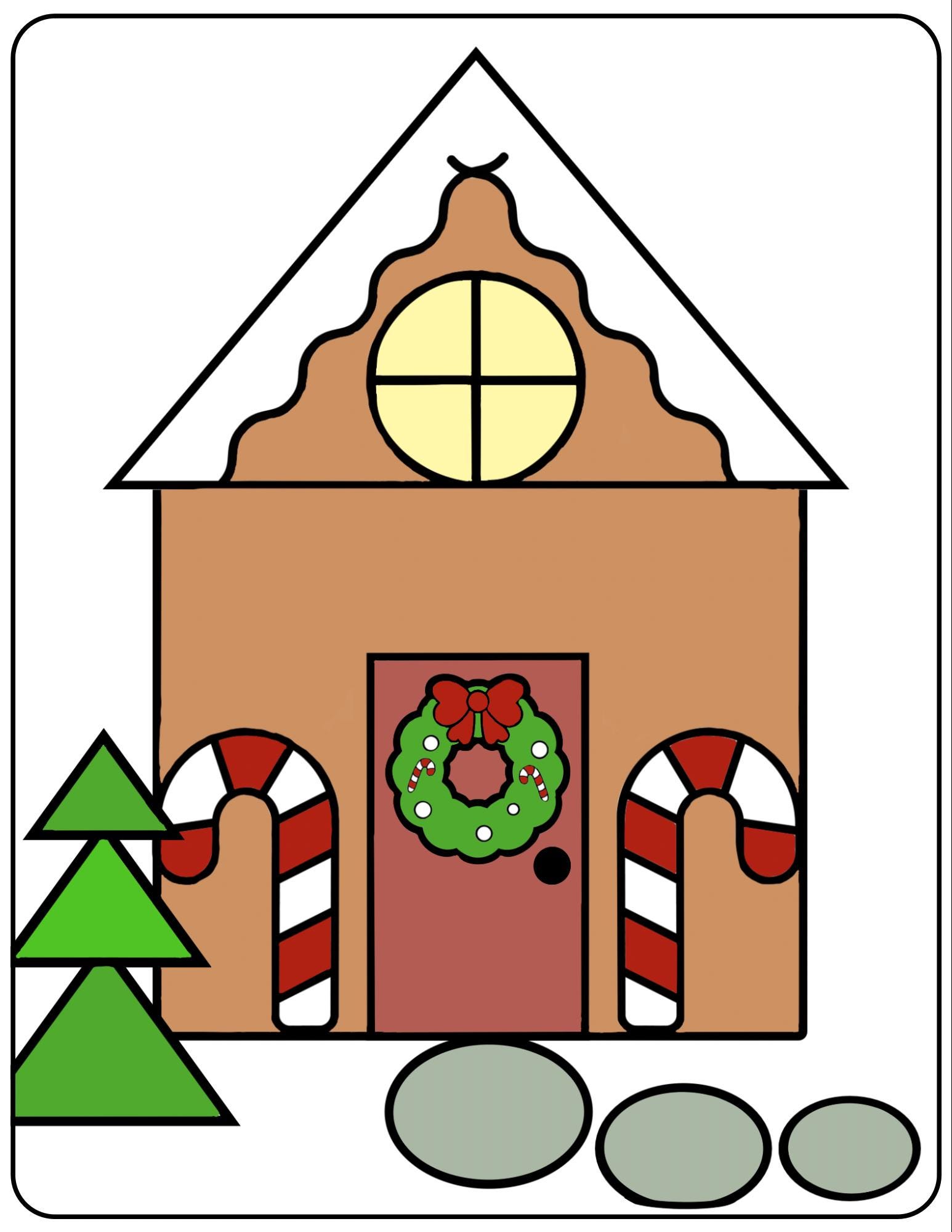 Gingerbread House Cutting Shapes Activity: Preschool Christmas Activity ...