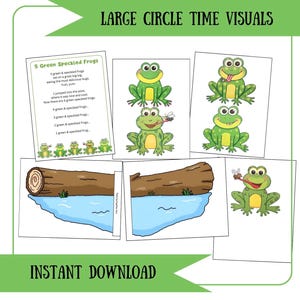 5 Green Speckled Frogs Song: Preschool Circle Time Visuals (digital ...