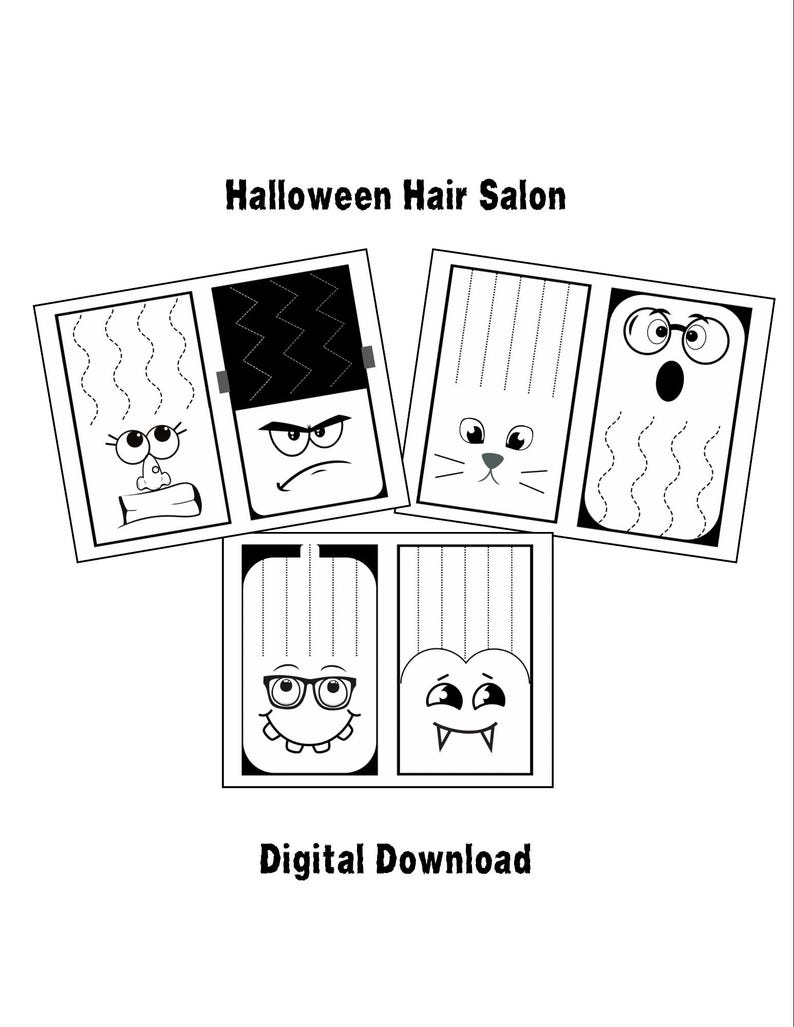 Halloween Hair Salon Cutting Practice: Preschool Scissor Skills ...