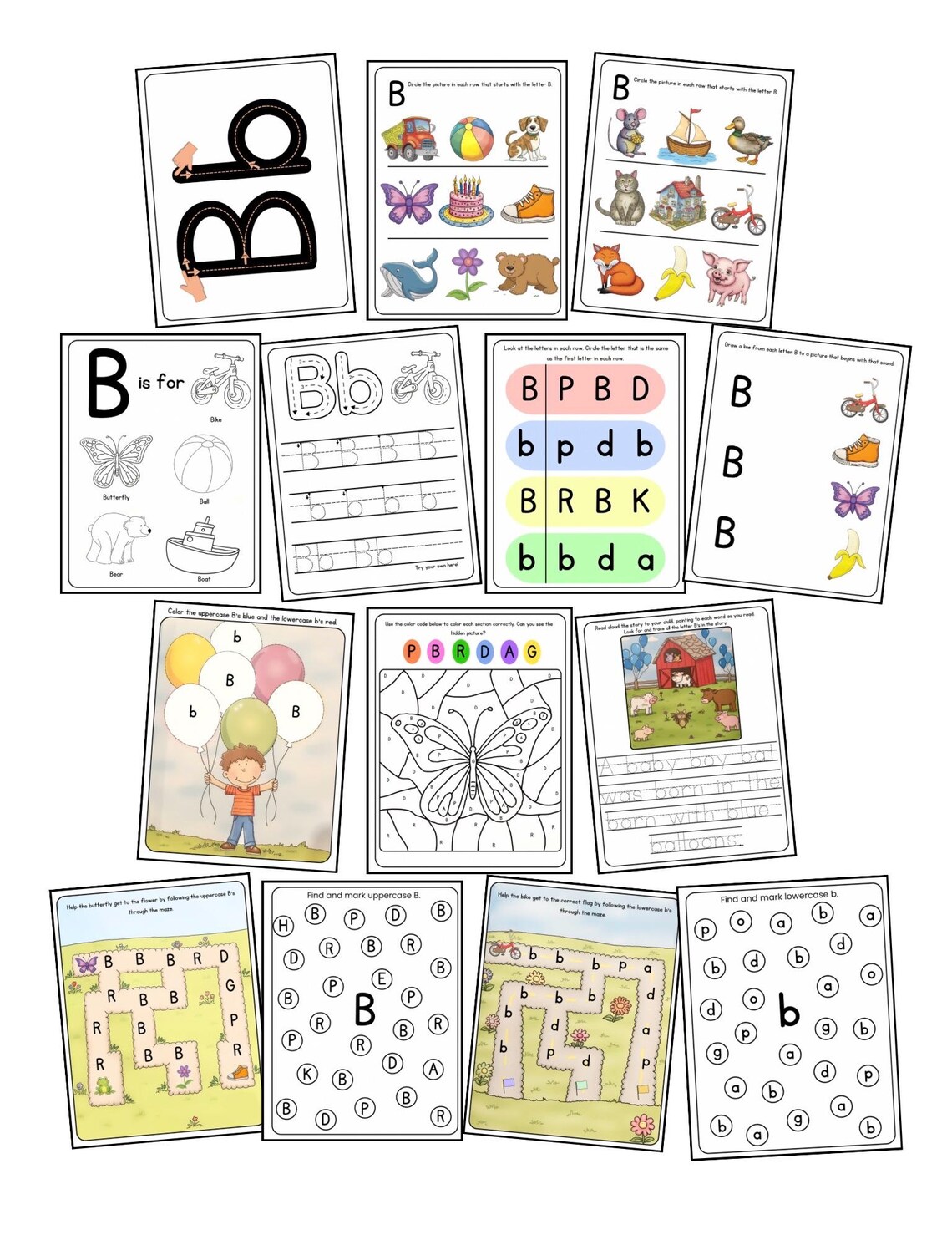 Letter B Preschool Worksheet Packet: Fun Learning Activities (digital ...