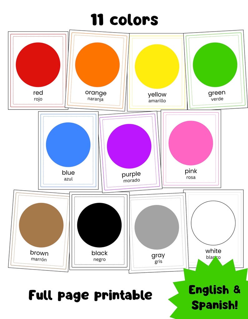 Printable Preschool Color Posters | English, Spanish Bilingual ...