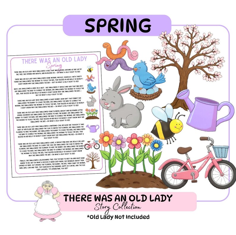 SPRING Add-on for “there Was an Old Lady Who Swallowed…” Story ...