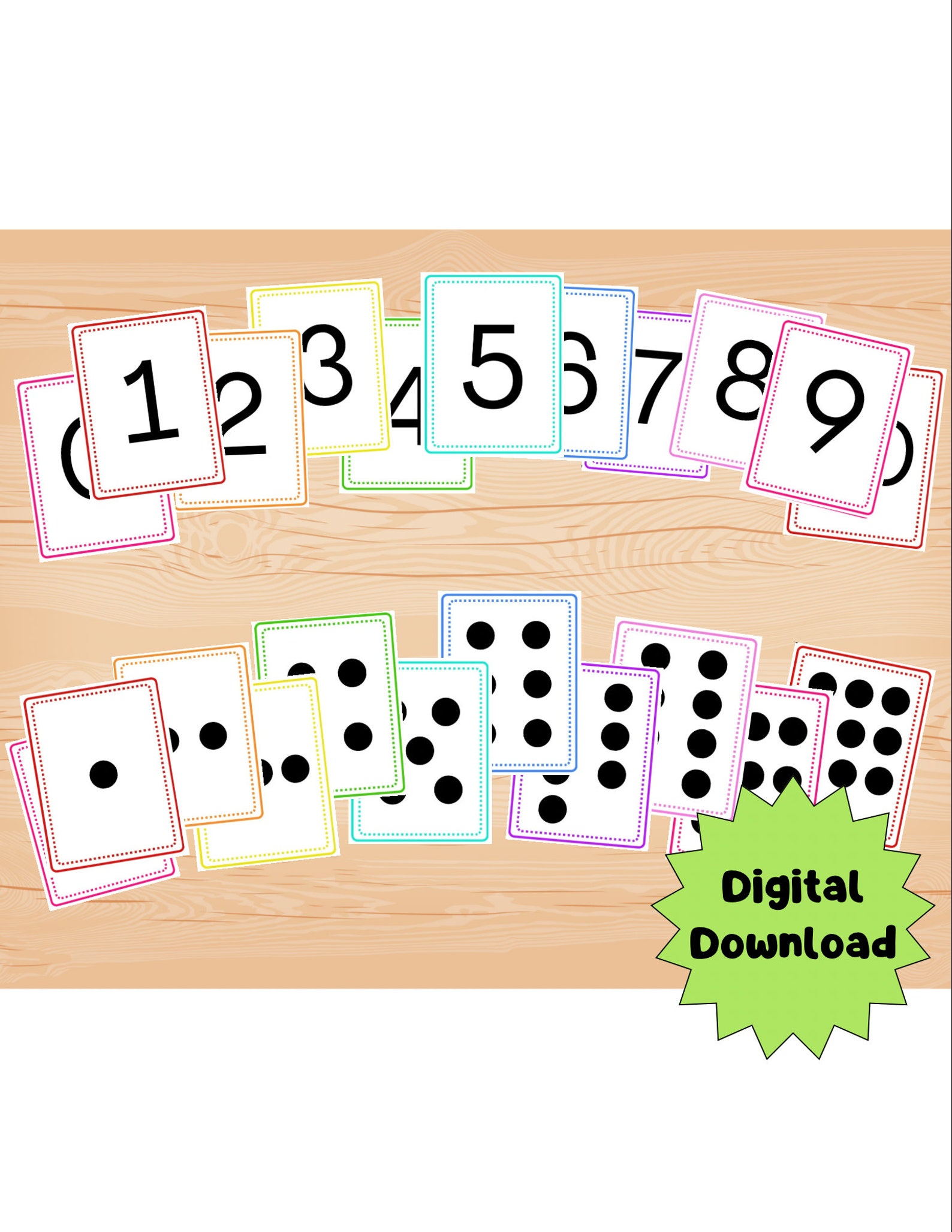Numbers Flash Cards for Preschool Homeschooling Work One to One ...