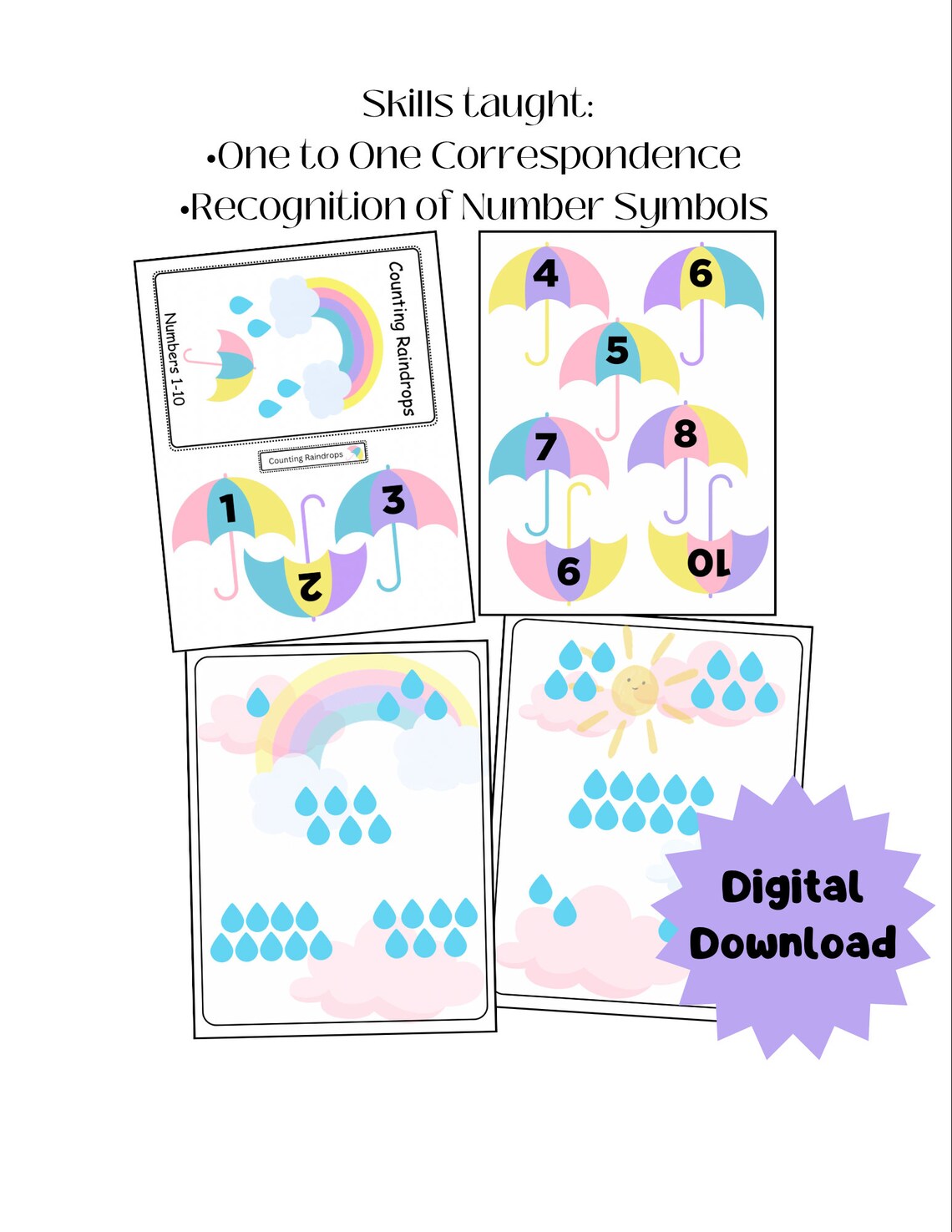 Counting Preschool File Folder Game for Weather Preschool Homework ...