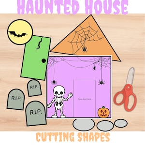 Haunted House Cutting Shapes: Preschool Halloween Activity (printable ...