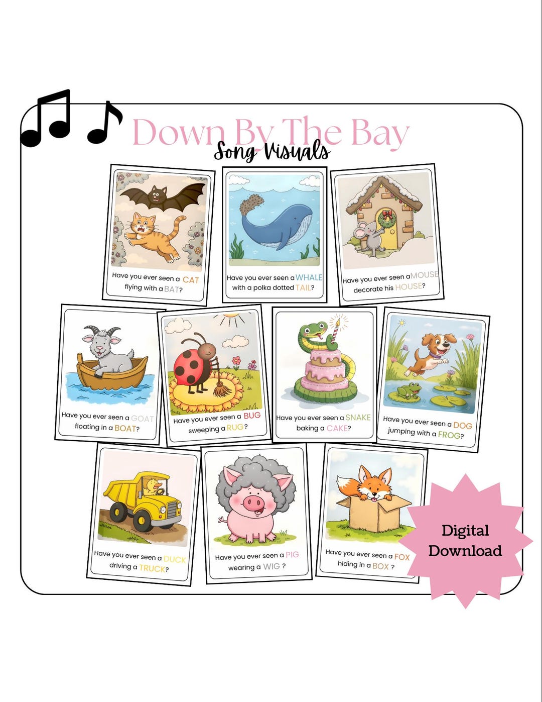 Down by the Bay Song Visuals: Circle Time Activity (digital Download ...