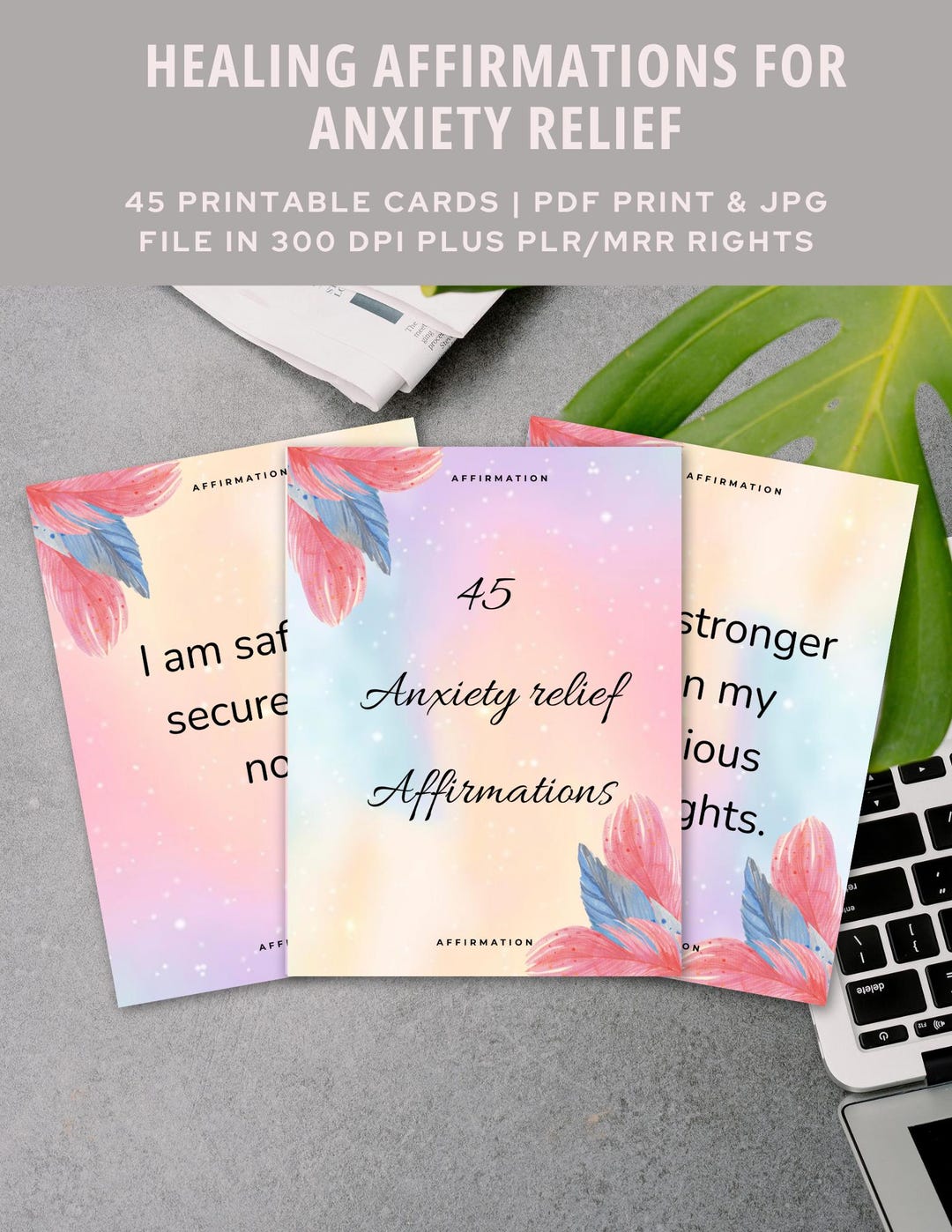 Anxiety Relief Affirmation Cards: Printable Self-care, 5x7 (PDF & JPG ...
