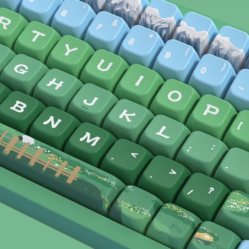 Cute Sheep Keycaps Set, Snowy Mountain Forest Keycap Set, MDA 138 ...