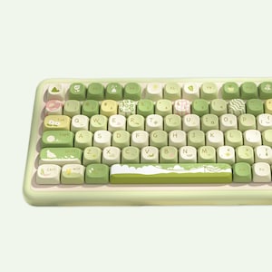 Rustic Forest Keycap Set, Fresh Green Keycaps Set, PBT MCA 145 Artisan ...