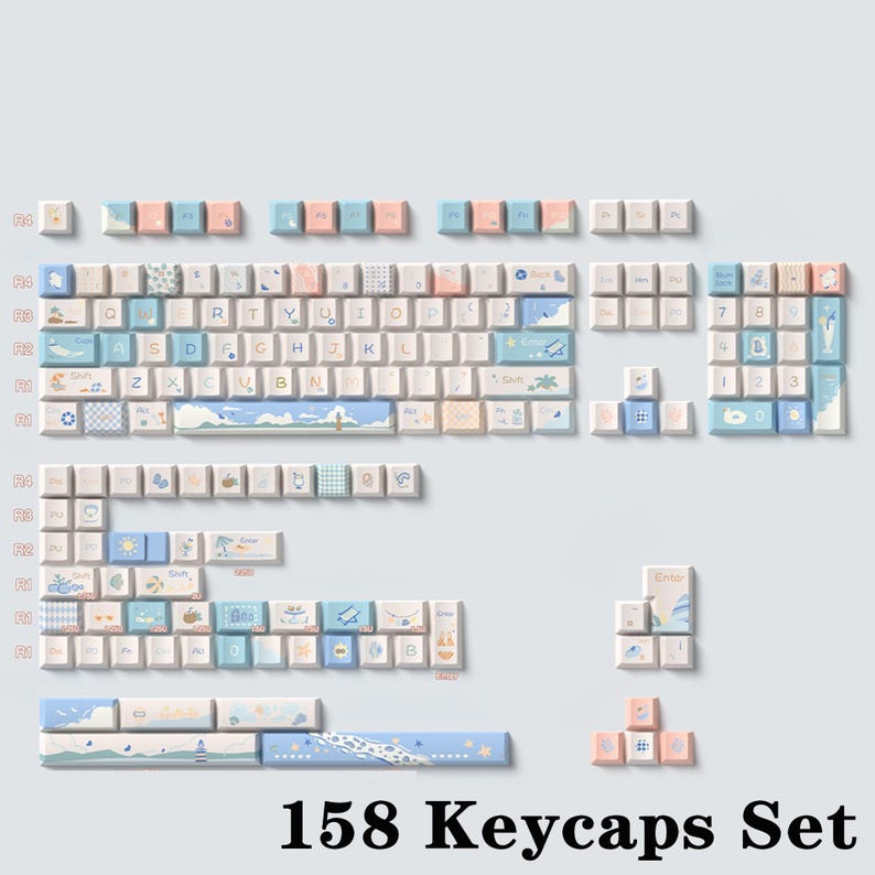 Summer at the Beach Keycaps Set, Anime Keycaps Set, Graffiti Keycap Set ...