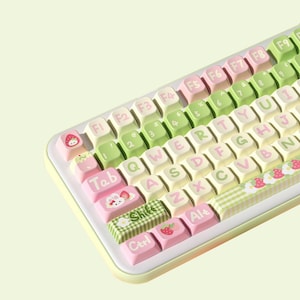 Strawberry Milk Bunny Keycaps Set, Anime Keycaps Set, Graffiti Keycap ...