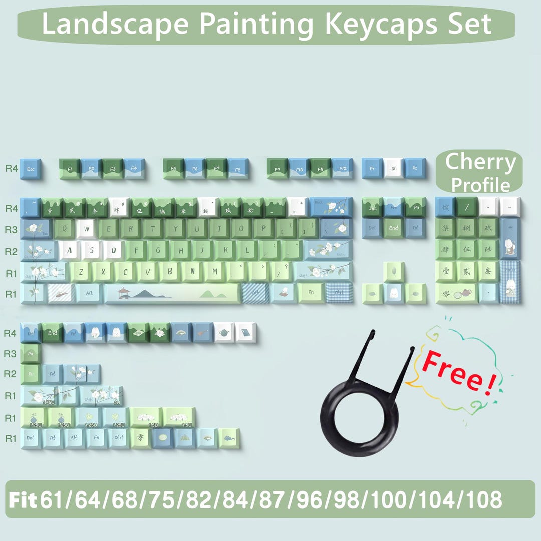 Fresh Landscape Keycaps Set, Flower Rabbit Keycap Set, Cherry 138 ...