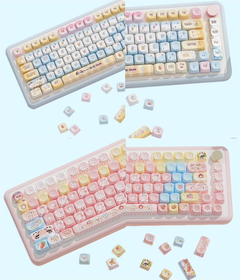 Cute Animal Keycaps Set, Graffiti Green Keycaps Set, MCA 112 Artisan ...